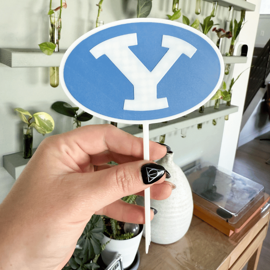 Blue Oval Y Cake Topper | 3D Printed Party Decor – The Fern Co.