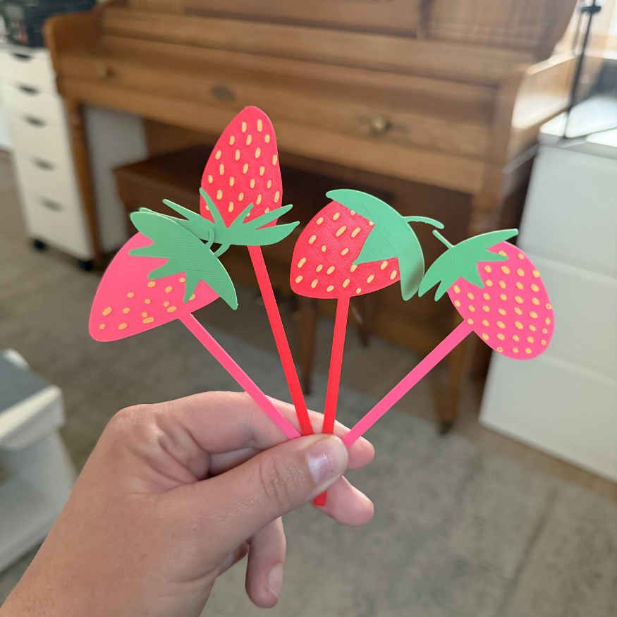 Strawberry Cupcake Toppers | Berry Theme 3D Printed – The Fern Co.